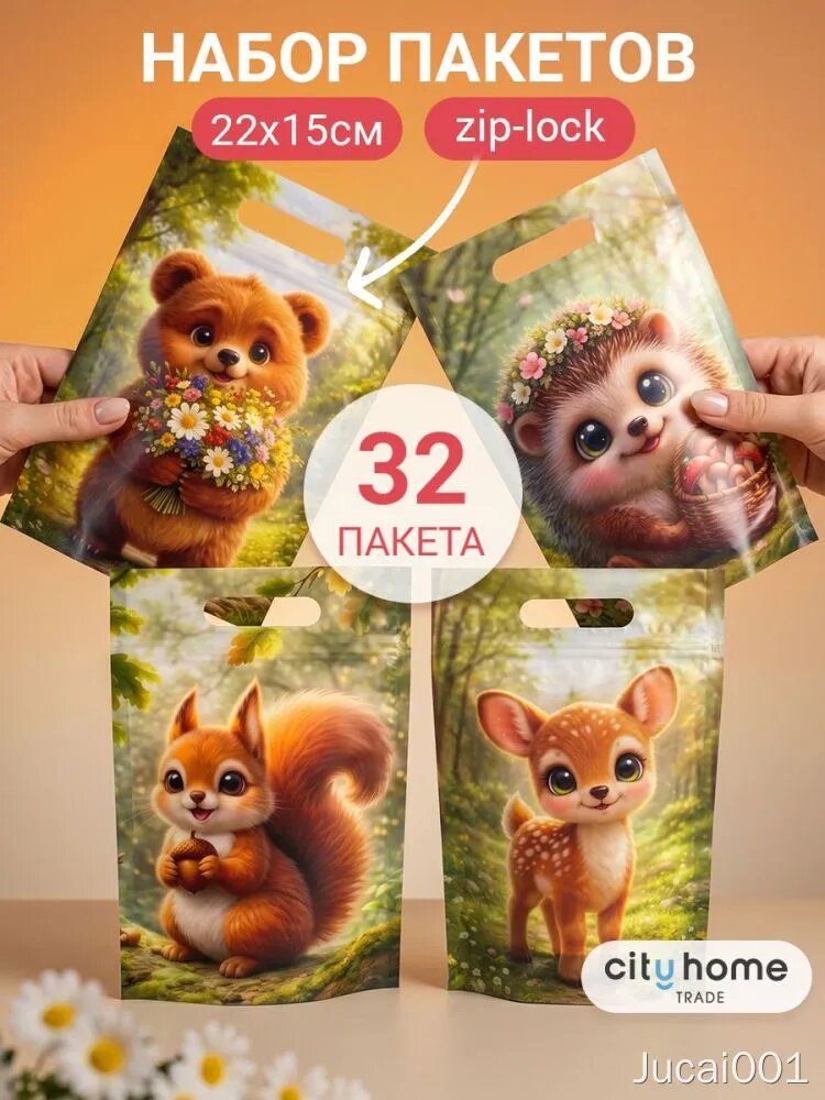 Пакет подарочный 15х22 см, 32 шт.