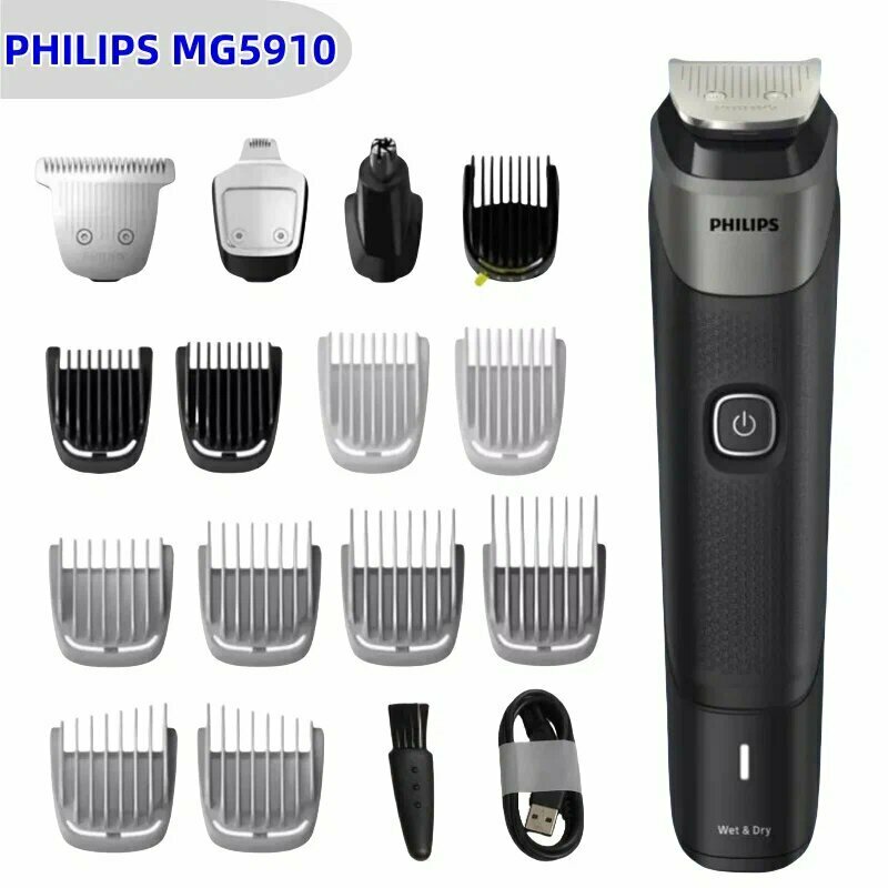 Philips Триммер для бороды и бороды серии 5000 MG5910 Универсальный триммер для тела 16 насадок