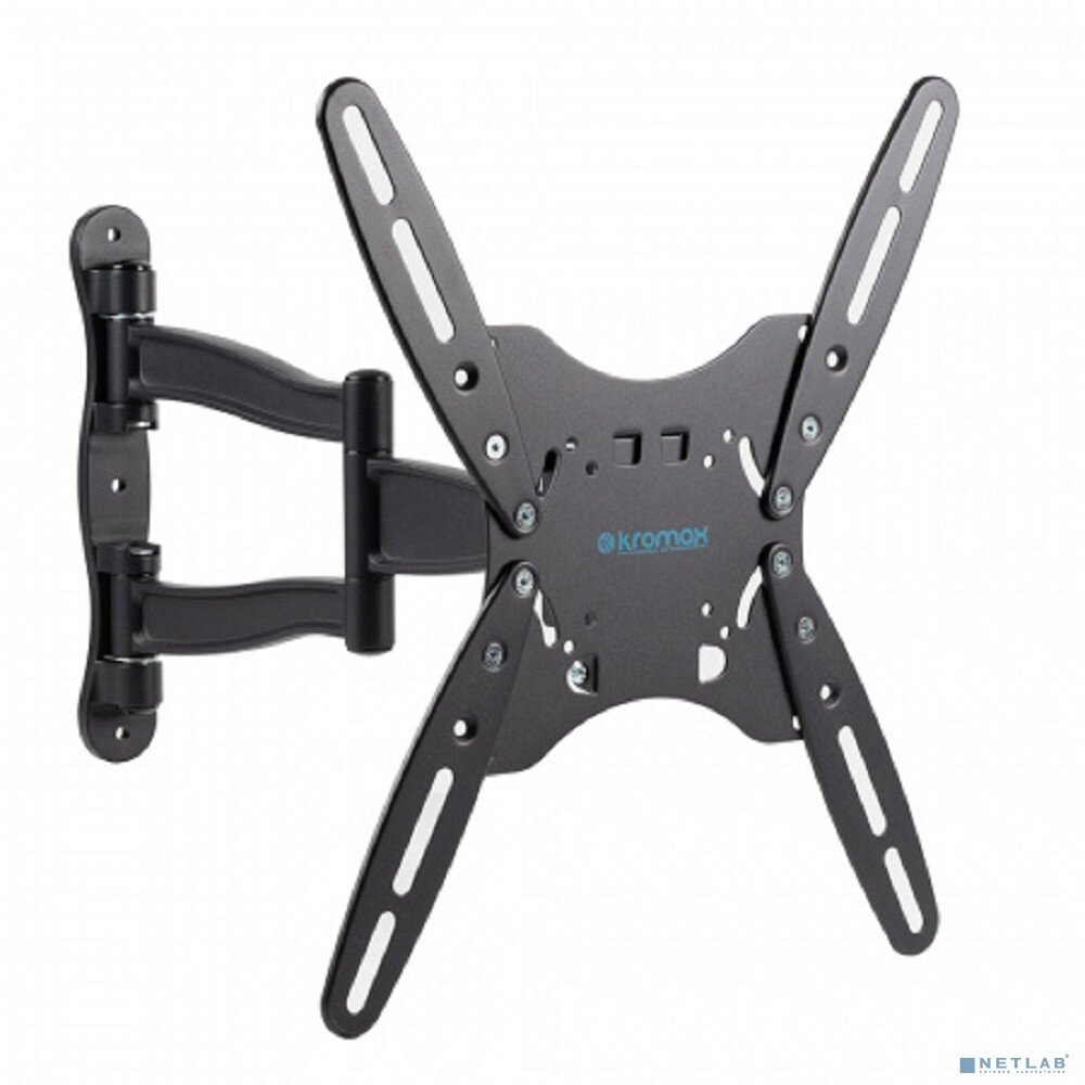 Kromax TECHNO-5 grey, Кр. алюм. наст. для TV 15"-55", max 35 кг, 5 ст св, нак. 15°, пов. 180°, от ст. 87-497 мм, max VESA 400x400 мм.