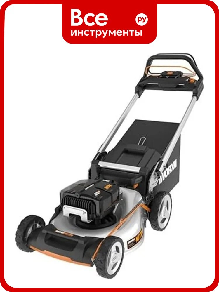 Аккумуляторная самоходная газонокосилка WORX 80В 51см, бесщеточная, 4Ач х4, BASECAMP 4x1А, коробка WG761E