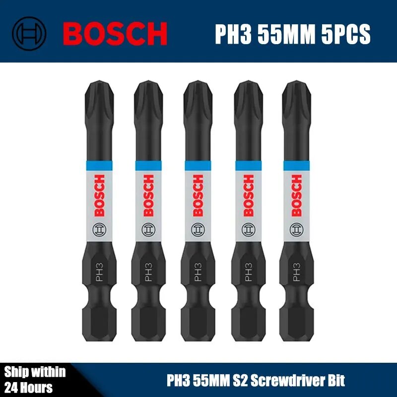 Bosch PH3 55 мм 5pcs бита отвертка S2 модифицированная сталь термообработанная прочный инструмент сверло