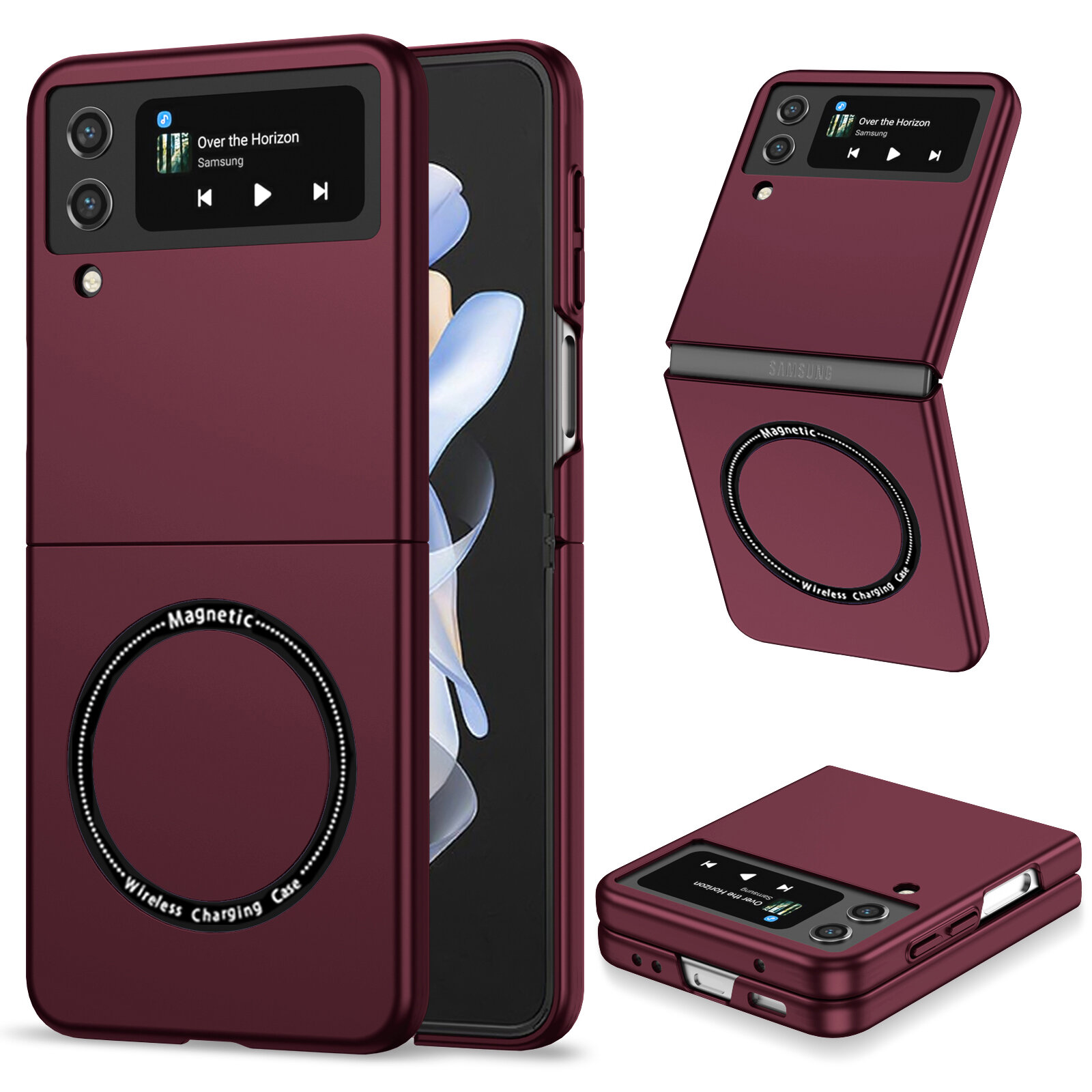 Подходит для Samsung Galaxy Z Flip3 / Самсунг Галакси Z Flip 3 Чехол для смартфона, Поддержка беспроводной зарядки, Z Flip 3, подставка, матовая поверхность,360° Полная защита, пластик, защита камеры