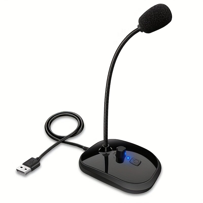 Настольный конденсаторный микрофон на гусиной шее USB Plug and Play для ПК и ноутбуков, для стримов, игр и конференций