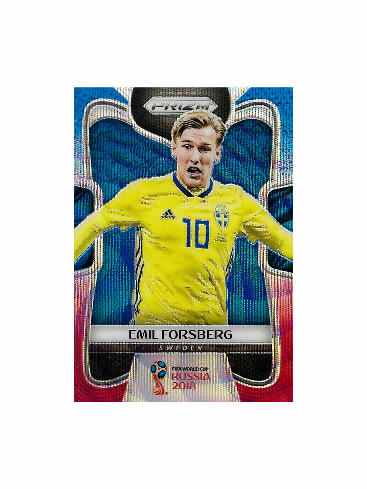 Коллекционная карточка Panini Prizm FIFA World Cup Russia 2018: #235 Emil Forsberg - Blue Red Wave