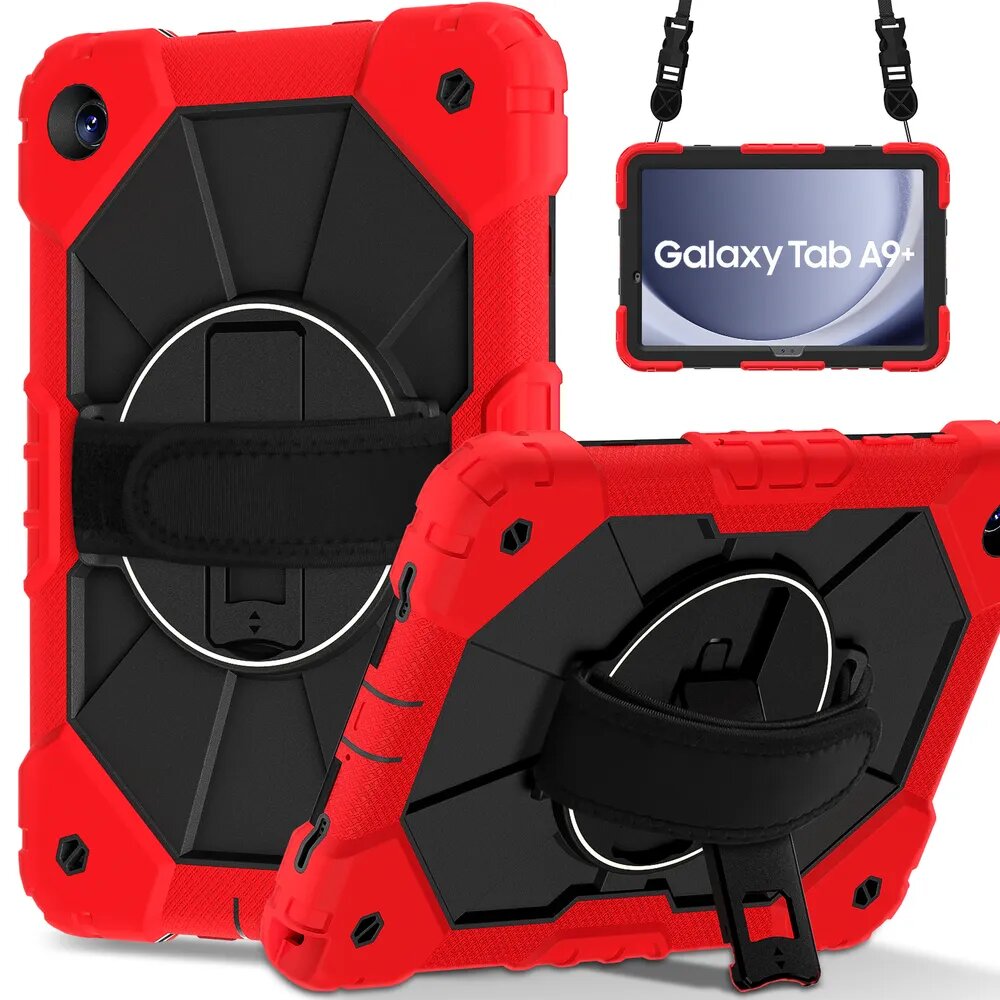 Чехол на Samsung Galaxy Tab A9 Plus (X210, X215, X216) 11.0", Противоударный чехол для защиты детей с кронштейном и плечевой ремень, Смешанные цвета