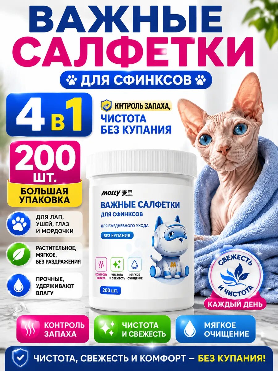 Салфетки для уборки сфинксов влажные