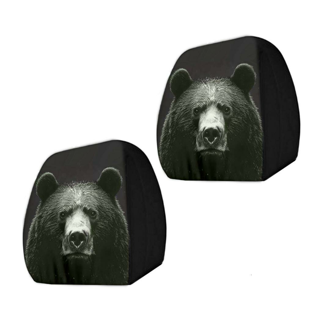Чехлы на подголовники автомобиля, 2 шт, полиэстер, с животными, Black bearr