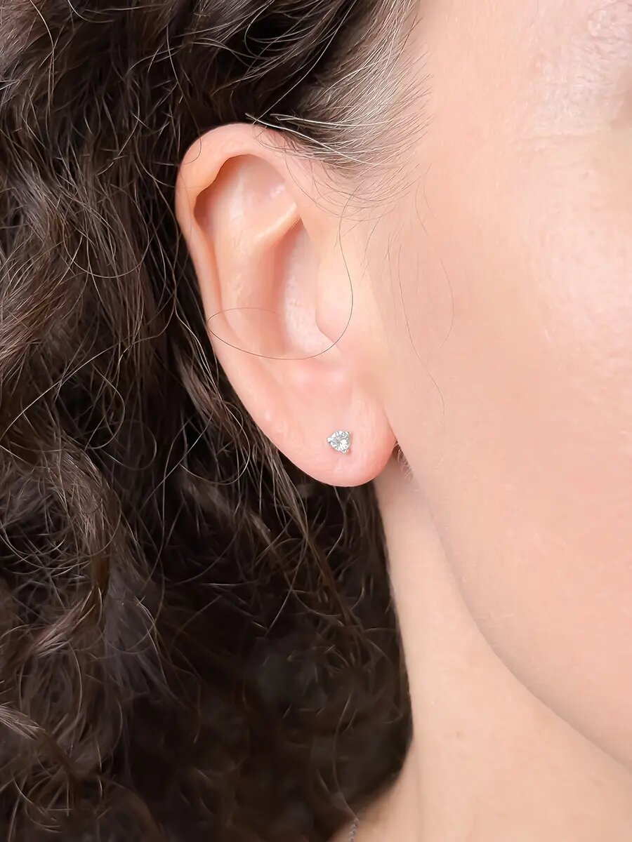 Серьги пусеты, желтое золото, 375 проба, фенакит