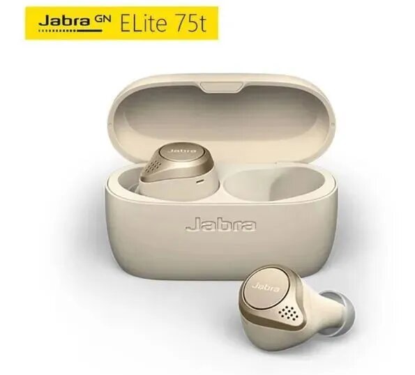 Jabra Наушники беспроводные с микрофоном Jabra Elite 75T, USB Type-C, бежевый