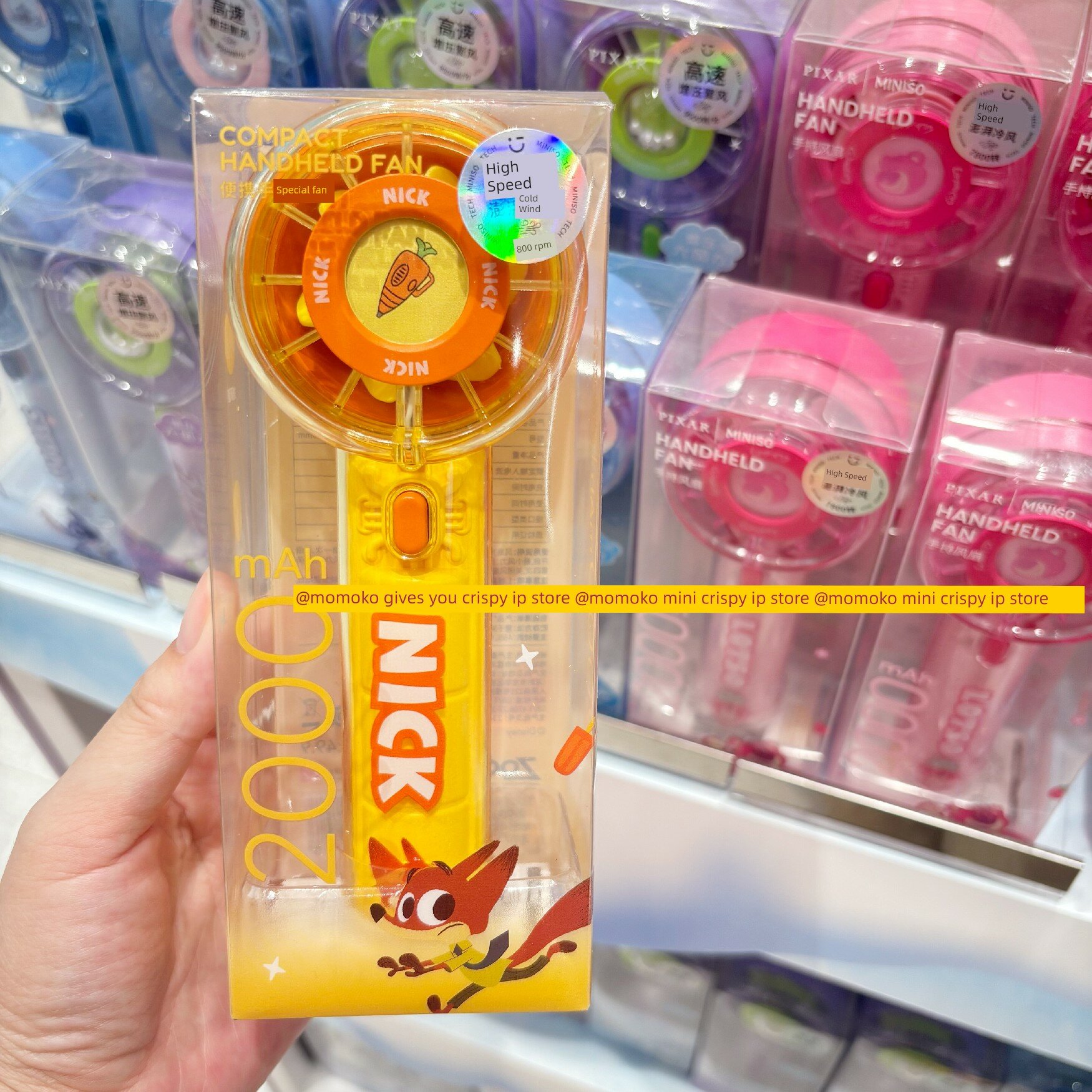 Портативный ручной вентилятор Miniso Disney Toy Story с прозрачным корпусом и функцией турбонаддува Ник - 2000 мАч -