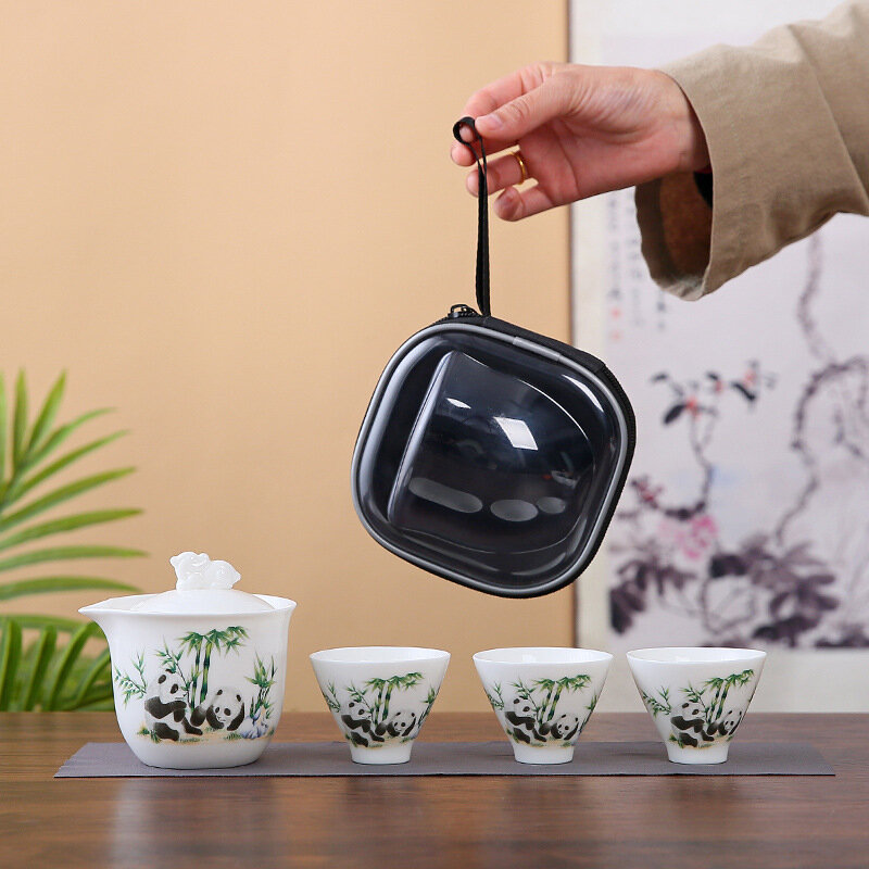 Панда процветание фарфоровый чайный набор маленькая сумка для домашнего использования
