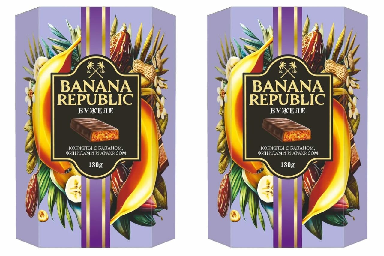 Banana Republic Бужеле с бананом, финиками и арахисом, 130 гр, 2 штуки в коробке