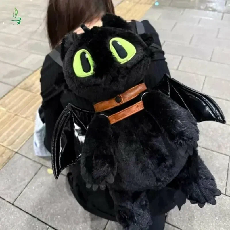 Рюкзак Toothless Беззубик, плюшевый для детей 45*15 см. Черный, для девочек и мальчиков