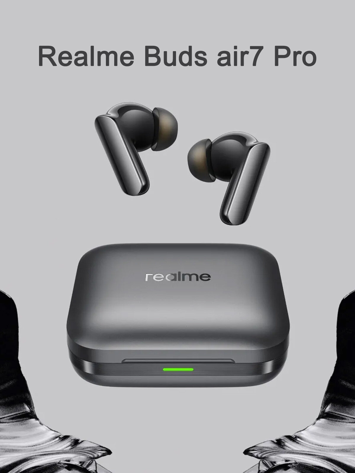 Realme buds air 7 pro Наушники беспроводные TWS с микрофоном, Bluetooth, USB Type-C, черно-серый