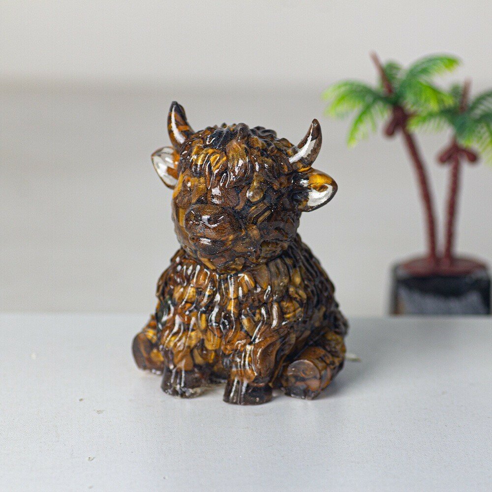 Животное resin craft figurine с натуральным водяным кристаллом для оформления офиса и подарков фэн-шуй тигровый глаз