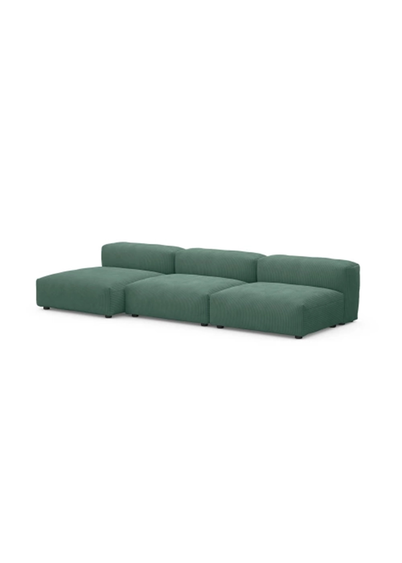 Диван с оттоманкой Фиджи (малый) Cilium Forest FM 315x137x62 см, зеленый Вельвет, нераскладной Фиеста