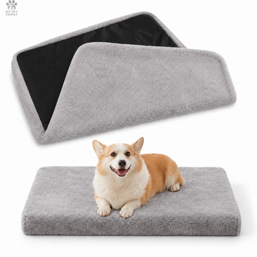Сменный чехол для собачьей лежанки XL 105x70 см, темно-серый, имитация меха кролика, съемный и стираемый, без наполнения