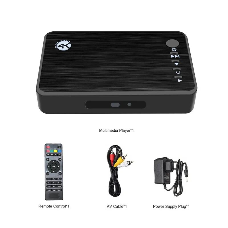 4K Медиаплеер для авто, USA Plug, черный