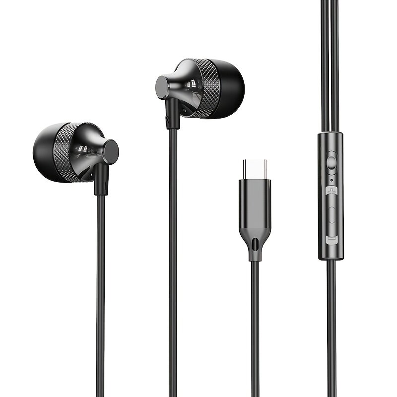 Внутриканальные наушники Hi-Fi с глубоким басом и металлическим корпусом, черный цвет, разъем Type-C