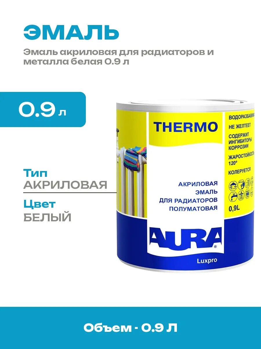 Акриловая краска для батарей отопления термостойкая 0.9 л