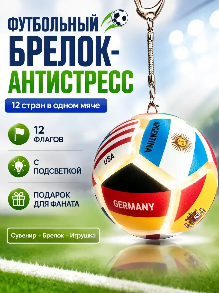 Брелок футбольный мяч кликеры антистресс keys&caps ЧМ