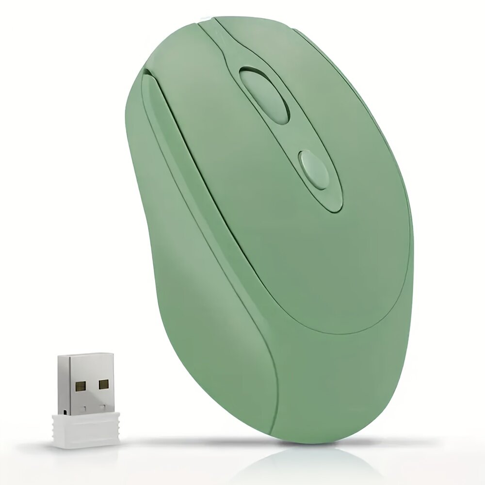 Беспроводная мышь Bluetooth и 2.4 ГГц, двухрежимная, бесшумная аккумуляторная, эргономичная, на 4 кнопки, для ноутбука и смартфона, зеленая