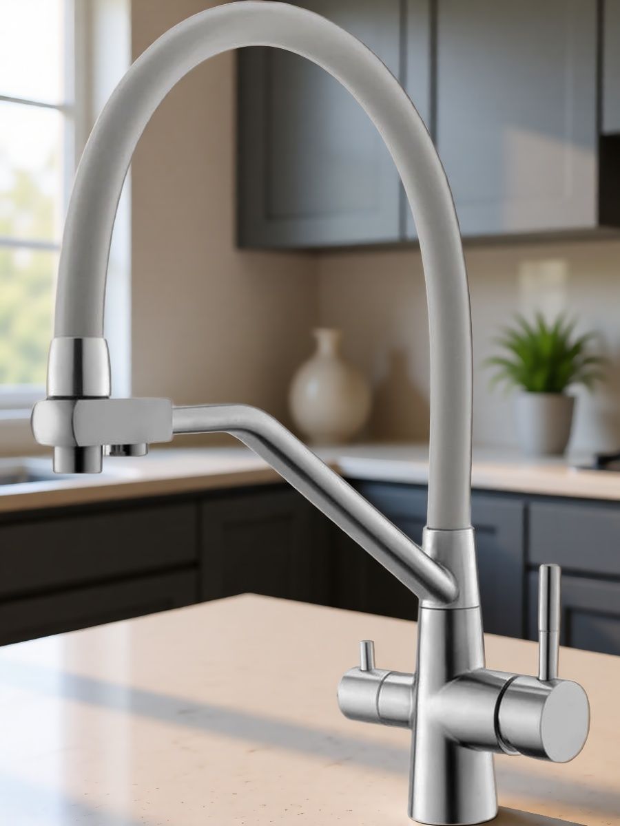 Смеситель Esko K25G для кухонной мойки, с подключением к фильтру, серый