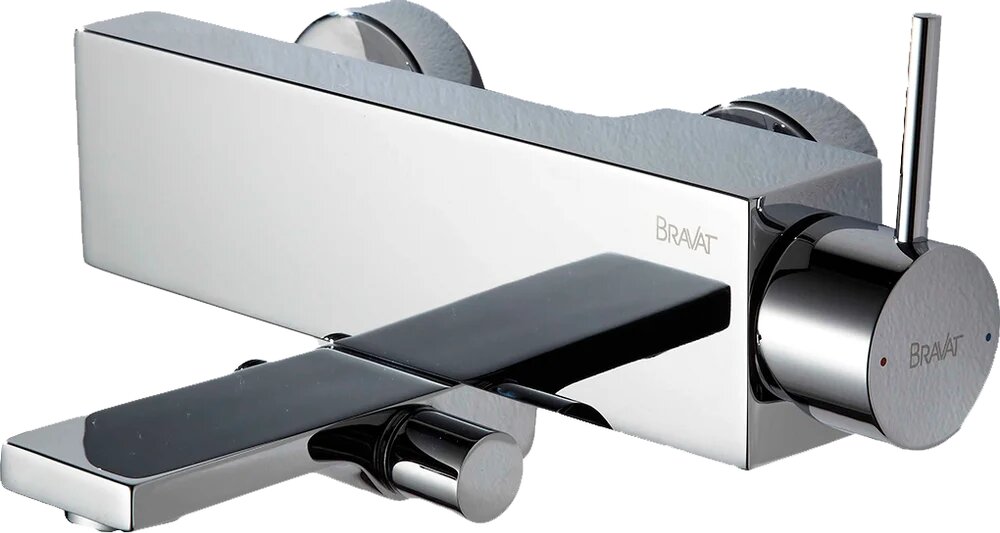Смеситель для ванны с душем Bravat Arc F66061C-01A-ENG настенный, однорычажный, хром, глянцевый, латунный, без лейки, с керамическим картриджем