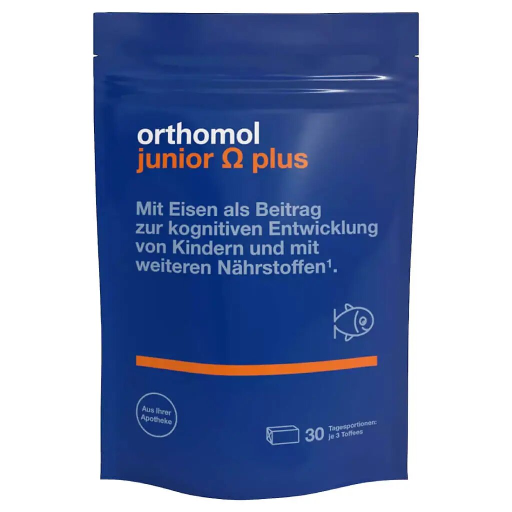 Ортомоль Джуниор Омега плюс/Orthomol Junior Omega plus курс 30 дней жевательные ириски массой 5,0 г 90 шт