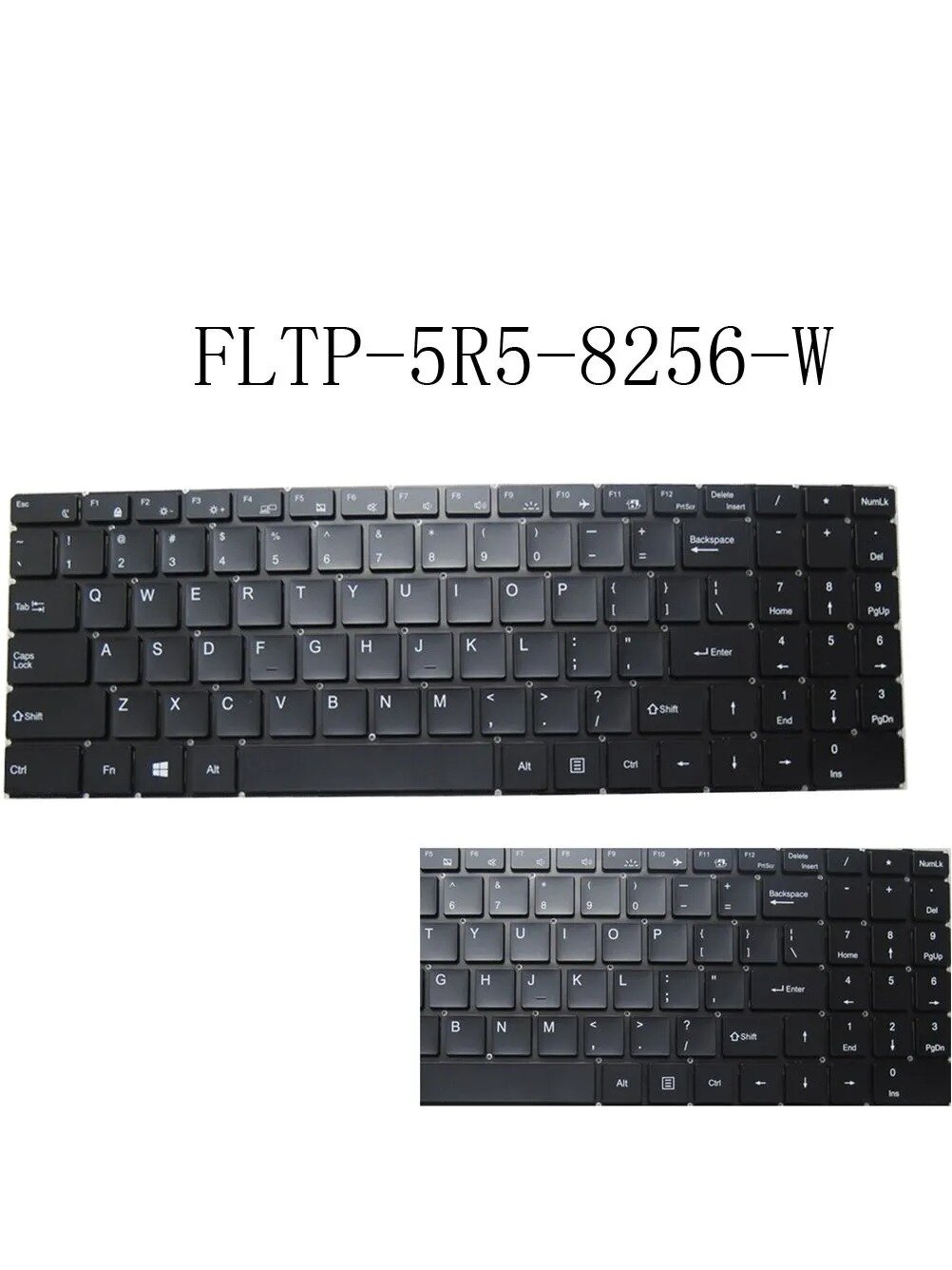 Клавиатура для ноутбука FLTP-5R5-8256-W, английская раскладка, черная матовая