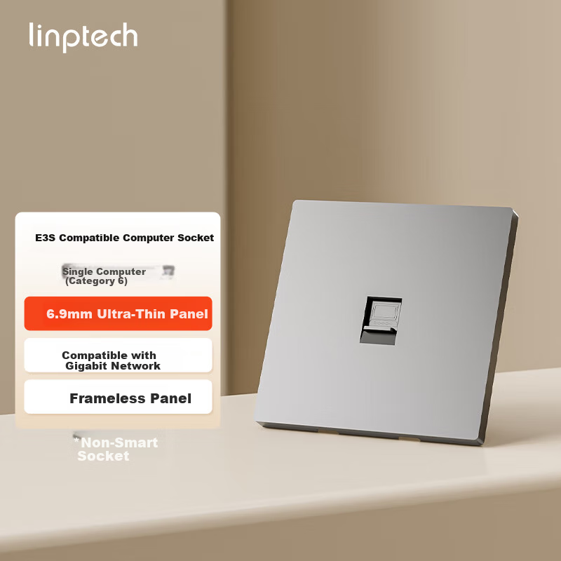 Linptech E3S совместимый однопортовый сетевой разъем Cat6 86 типа встраиваемый серый неумный выключатель Цвет：Серый