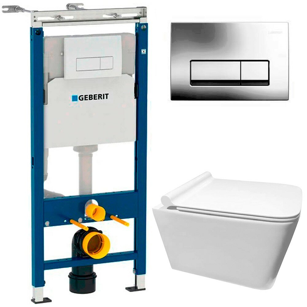 Инсталляция Geberit Duofix 458.125.21.1 + унитаз Cerutti Maiella aria B-2370-3 безободковый с сиденьем