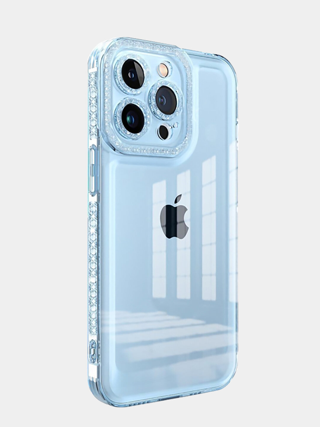 Чехол силиконовый для iPhone 7 Plus, iPhone 8 Plus, Diamond Spase со стразами, голубой