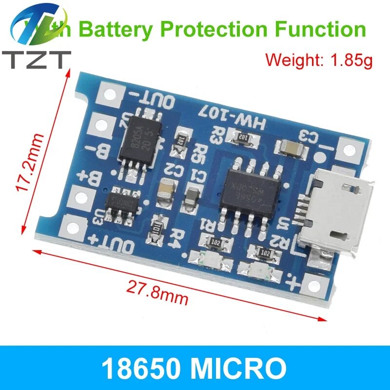 TZT 18650 плата для зарядки литиевых батарей 5PCS, 18650 MICRO