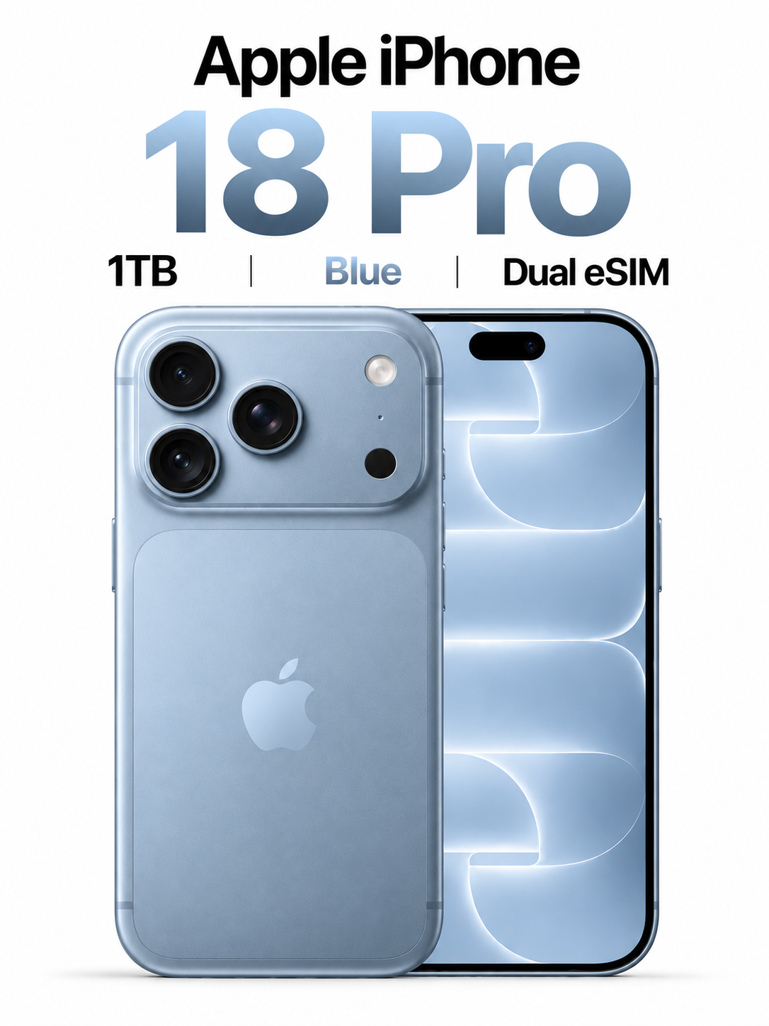 Смартфон Apple iPhone 18 Pro, Dual eSim, 1 Тб, Blue (Голубой)