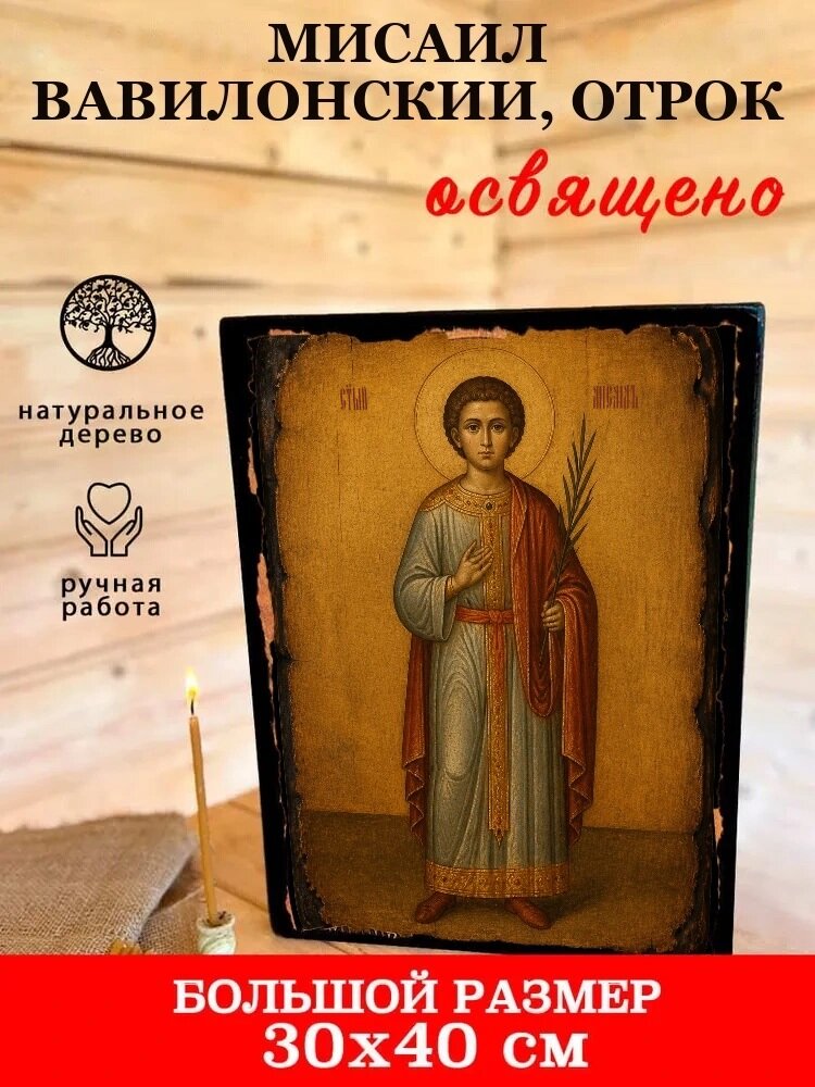 Икона Мисаил Вавилонский, отрок, на дереве, 30×40 см, освящённая