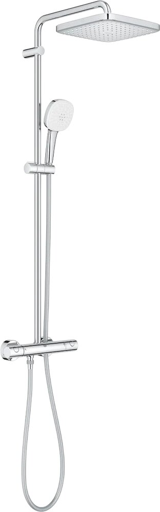 Душевая стойка Grohe Tempesta 26689001 со смесителем, термостатическим, хром, глянцевая, душевая система с тропическим душем, с лейкой, латунная