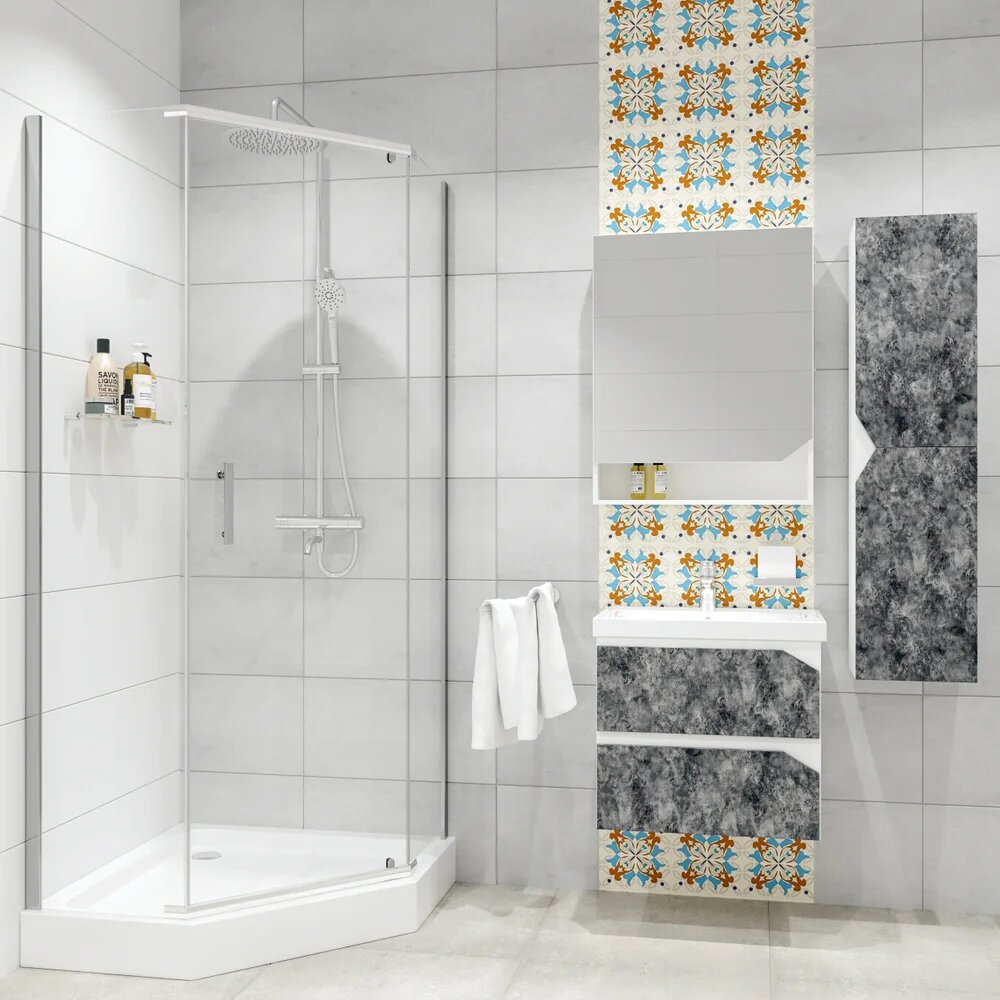 Душевой уголок Niagara Nova NG-6605-08 без поддона, 90x90, с распашными дверями, пятиугольный