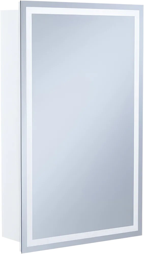 Зеркало-шкаф IDDIS Zodiac 50 со светодиодной подсветкой, 50 см, с розеткой, белое, в современном стиле, зеркало настенное в ванную