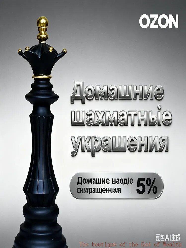 Фигурка декоративная Ферзь Черный, смола, статуэтка для интерьера