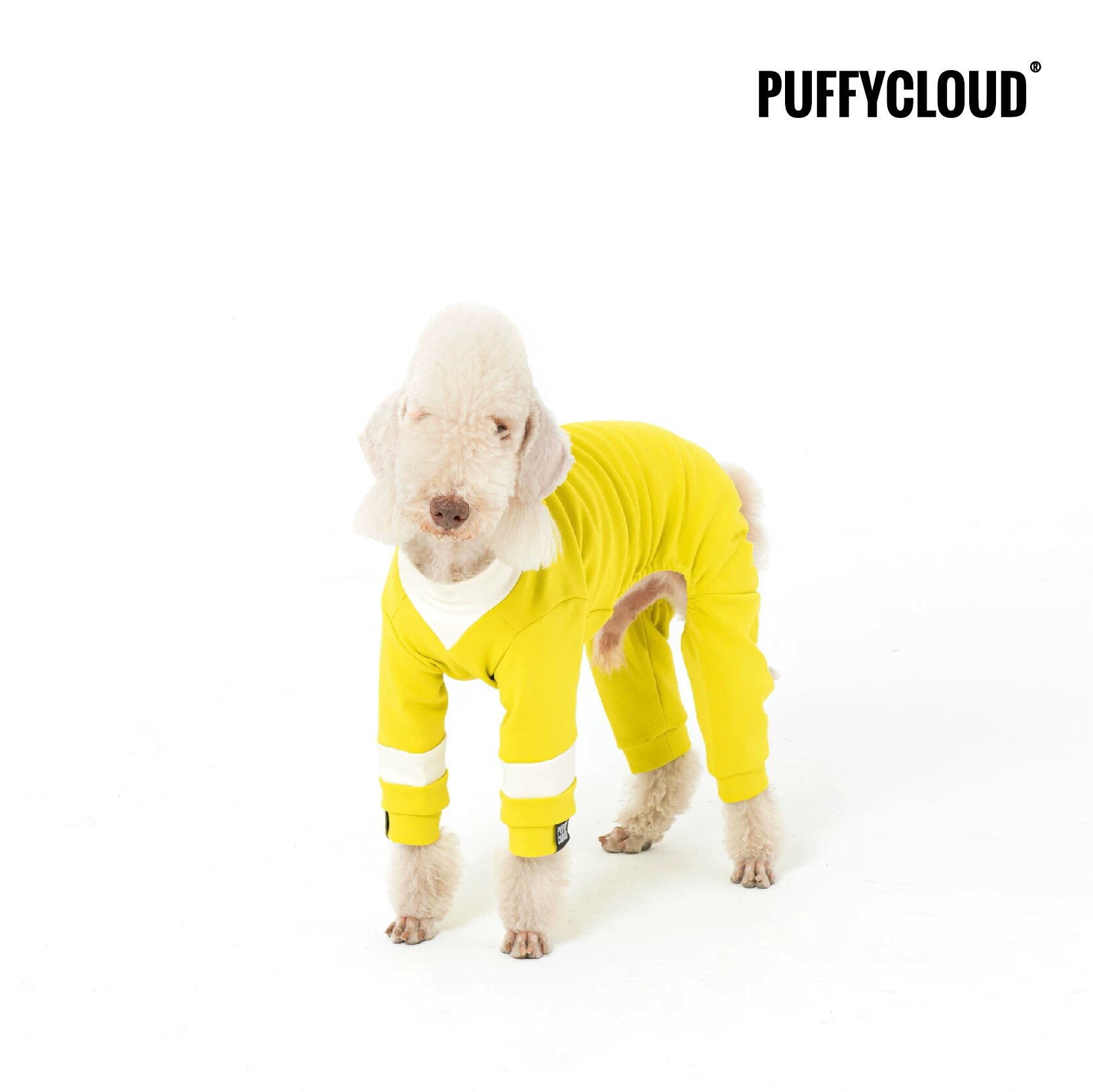 PUFFYCLOUD Бигль Спортивная Полосатая Футболка для Собак Бежево-Желтый XL