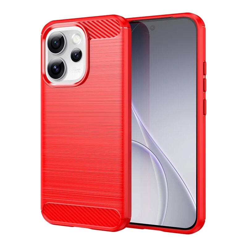 Красный силиконовый чехол карбон для Oppo Reno 15 Pro Mini