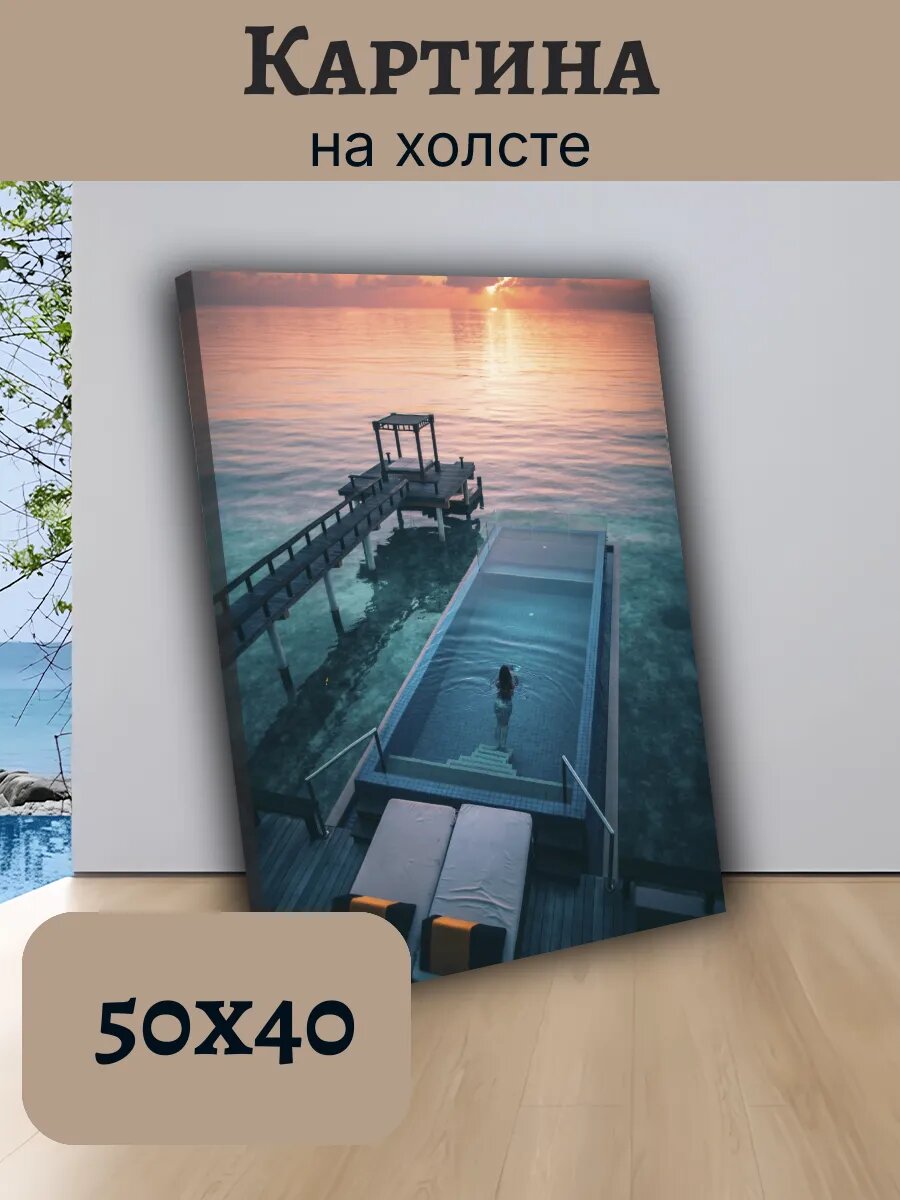 Картина Постер Мальдивы Maldives 40x50 с бассейном