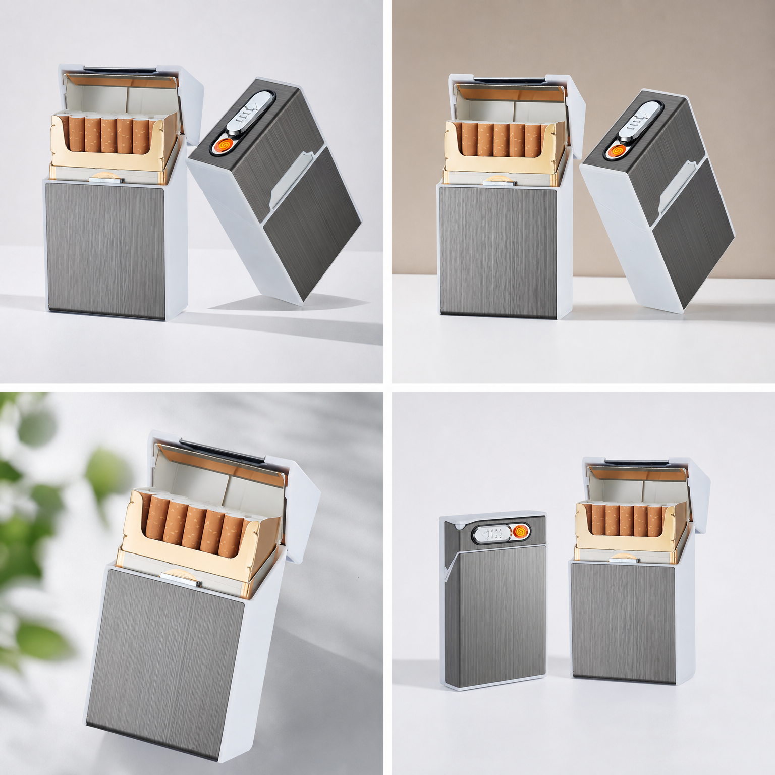Портсигар металлический с USB зажигалкой, на магните, цвет серебро, 10х6х3 см, FatCat (Цвет товара: серебристый; Объем: 0.18 л)