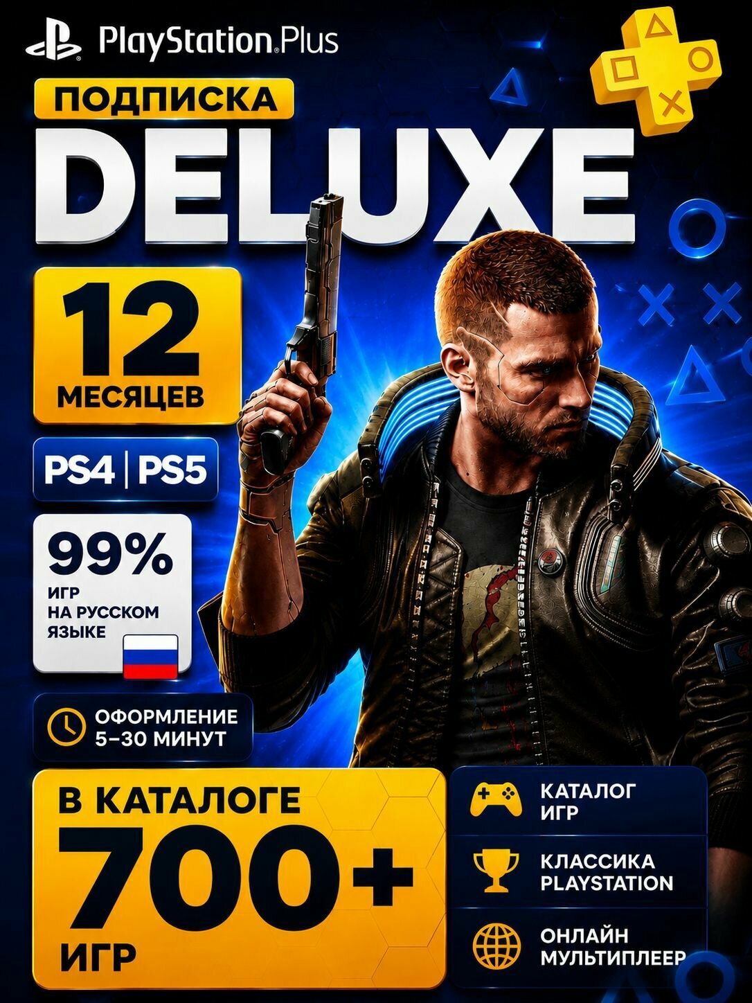 Подписка PS Plus Deluxe на 12 месяцев (год) для PlayStation 4 и PlayStation 5