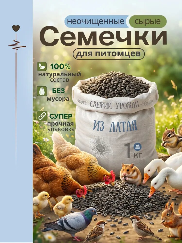Семечки подсолнечника неочищенные для птиц и питомцев 1 кг(корм для уличных птиц)