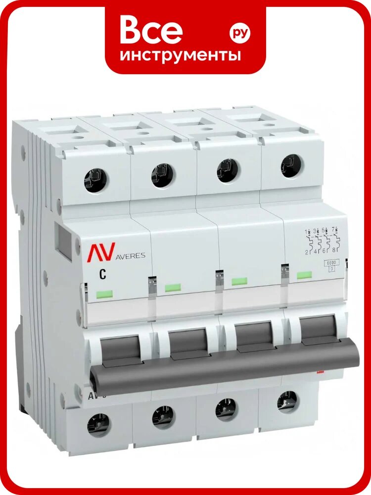 Автоматический выключатель EKF AVERES AV-6, 4P, 40A, C, 6kA mcb6-4-40C-av