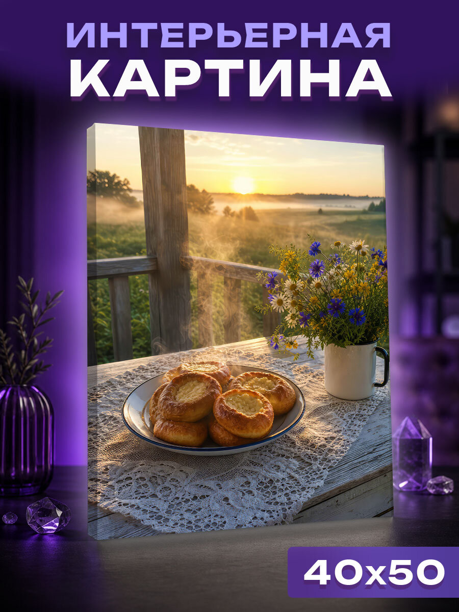 Интерьерная картина Утро с ватрушками на веранде