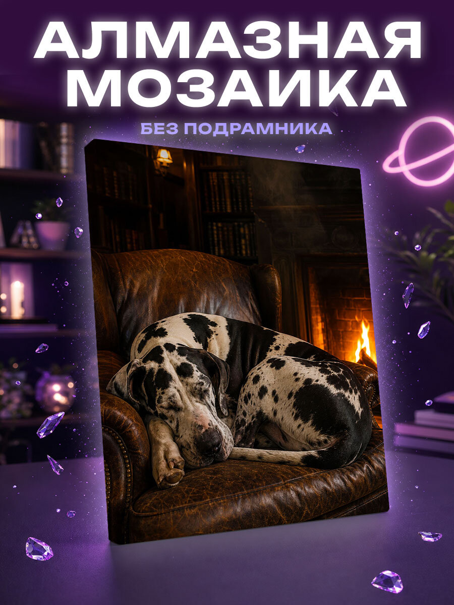 Алмазная мозаика Сон у камина