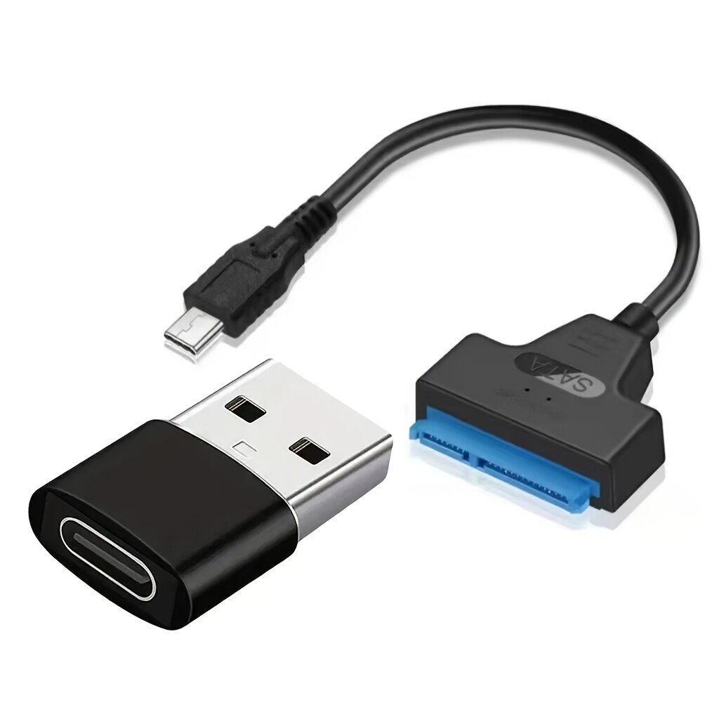 Адаптер Type-C на USB, кабель SATA на Type-C для 2.5-дюймовых HDD/SSD, передача данных, расширение хранилища, черный, 2 шт.